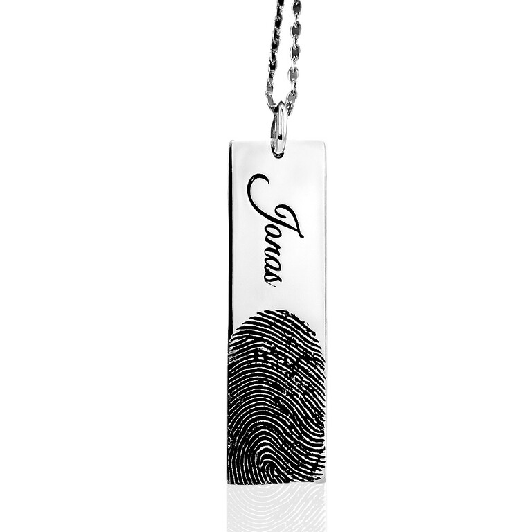 LEGACY - Men's or women's necklace with original 3D fingerprint & name ...