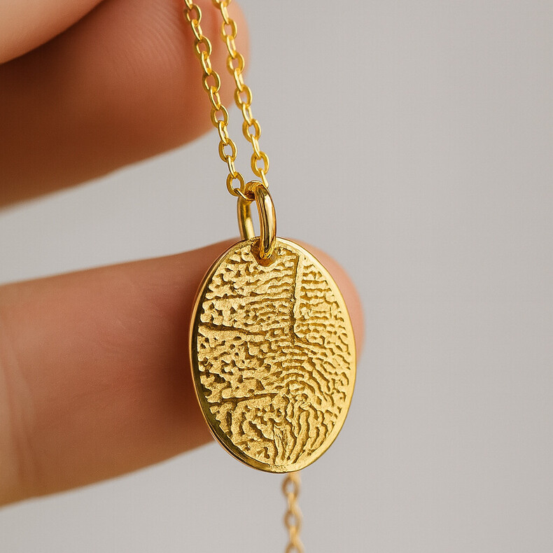 MEMORIAL - Necklace with original fingerprint engraving, memorial ...