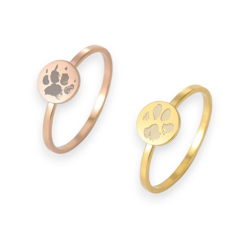 Bague « Protection de la faune sauvage » ornée d'une empreinte de patte ...